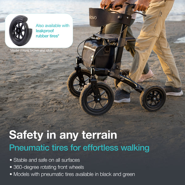 Helavo Foldable All Terrain Walker with Seat - Black - Outdoor Walker ...
