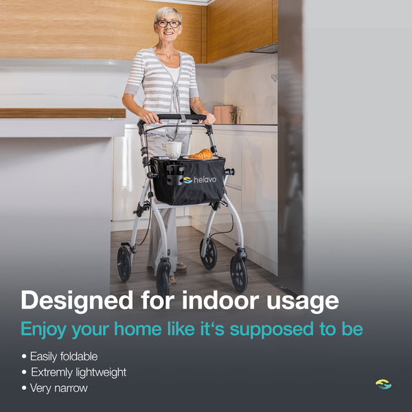 HELAVO Lightweight Indoor Walker for Seniors - Foldable Rollator Desig ...