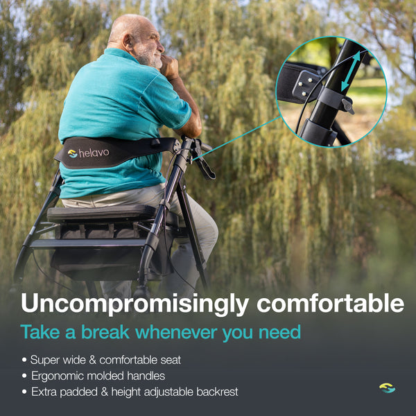 Heavy-duty rollator extra wide H1050 black – Helavo US Corporation