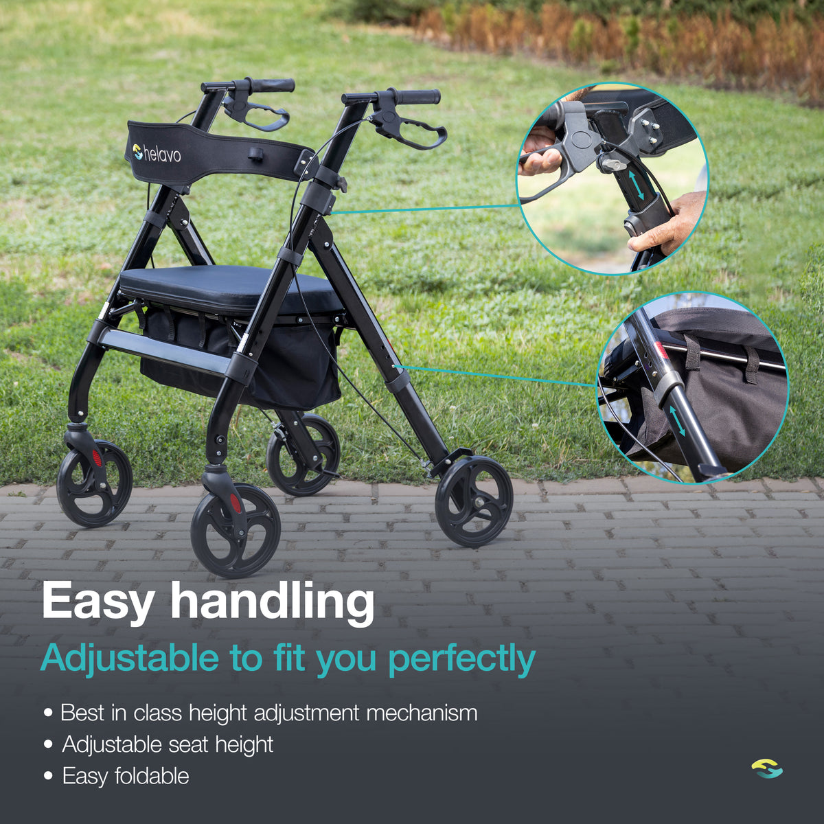 Heavy-duty rollator extra wide H1050 black
