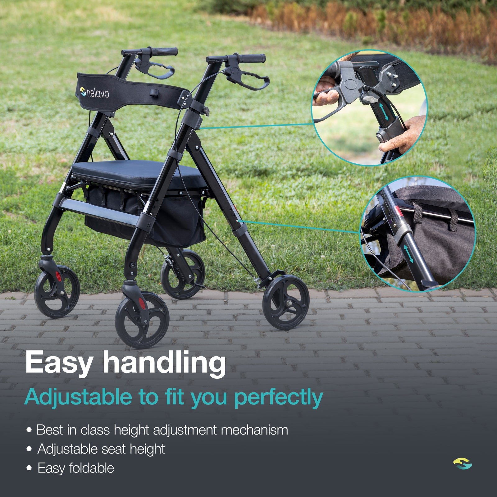 Heavy-duty rollator extra wide H1050 black