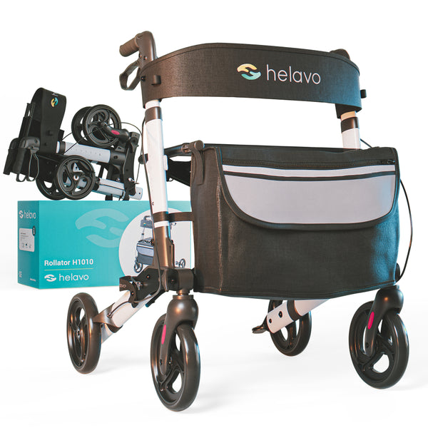 Foldable premium rollator - Silver - lightweight aluminum - maximum mo ...
